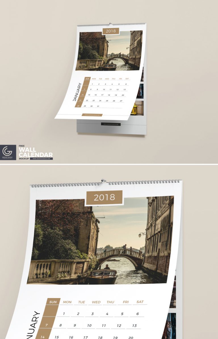 Free Wall Calendar PSD Mockup Template