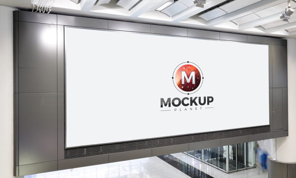 Free Digital AD Mockup For Indoor Advertisement - Mockup Planet