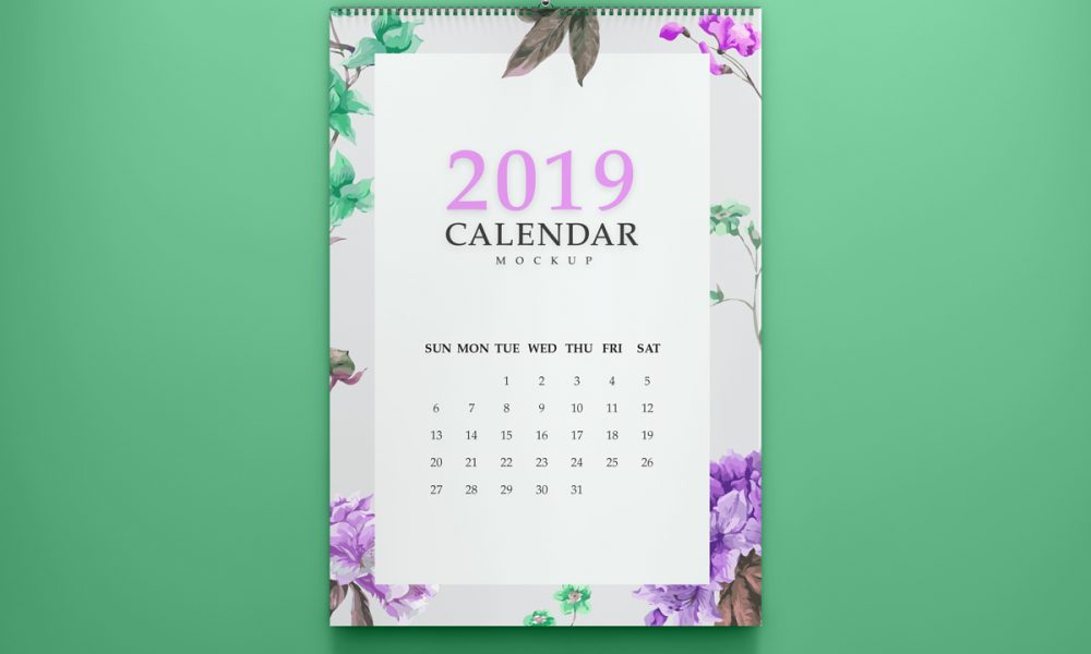Free Interior Wall Calendar Mockup Design - Mockup Planet