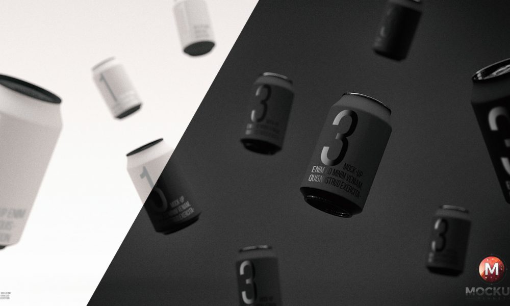 Free Newest Floating Soda Cans Mockup PSD - Mockup Planet