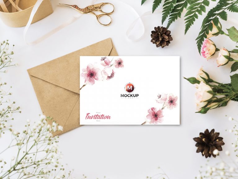Free Invitation Mockup PSD For Wedding Greetings - Mockup Planet