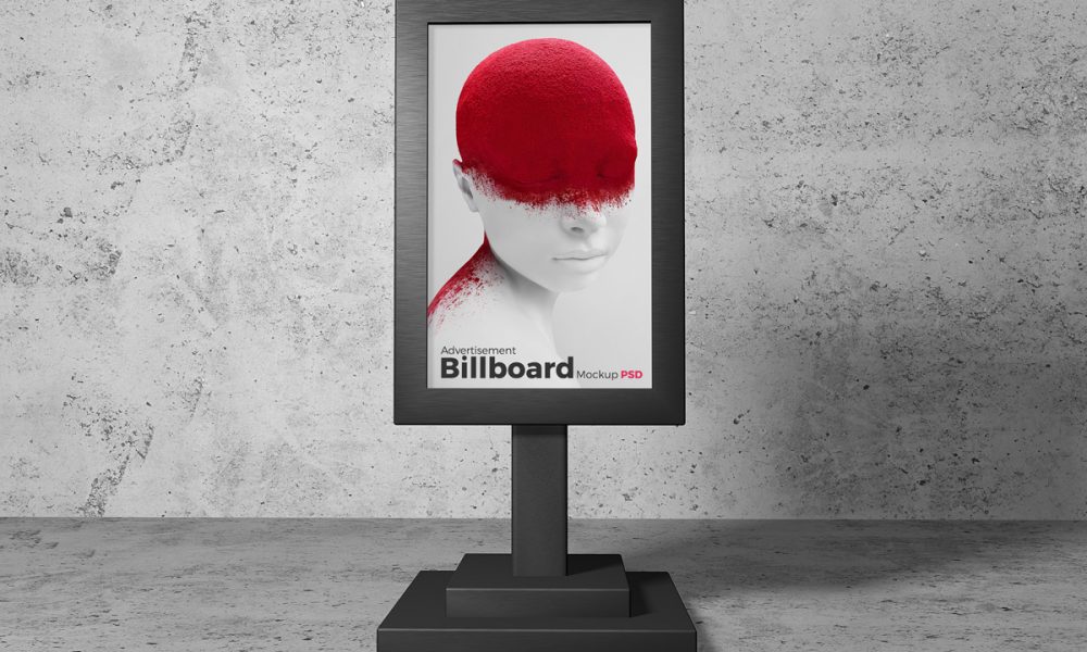 Free Standing Stand Billboard Mockup For Presentation - Mockup Planet