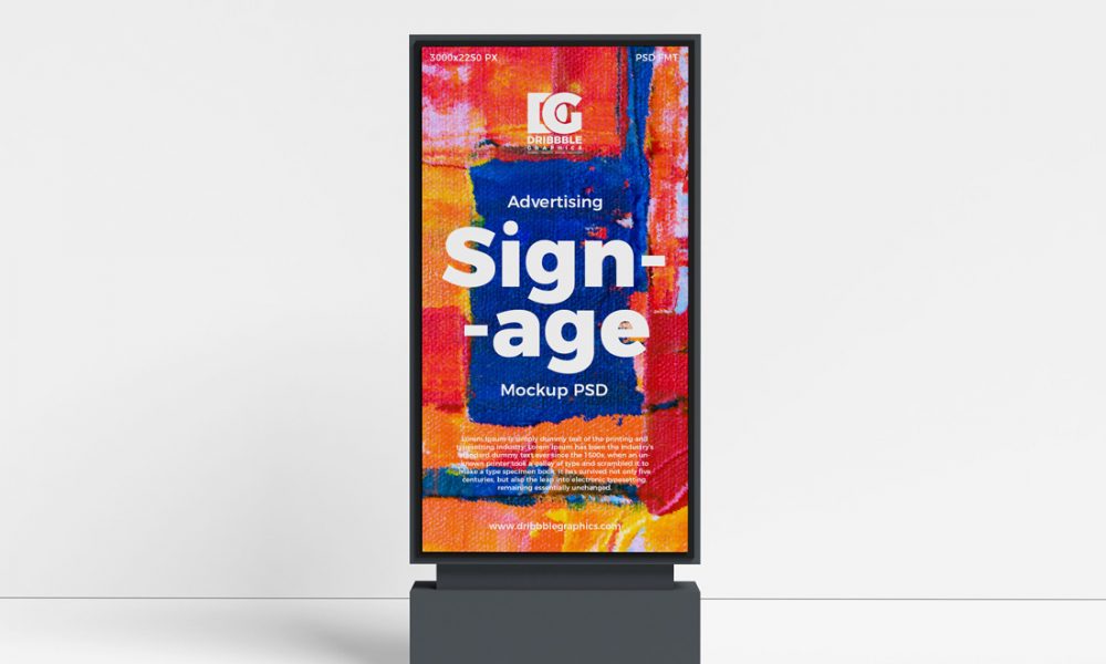 Free Signage Advertising Stand Mockup Design PSD 2019 - Mockup Planet