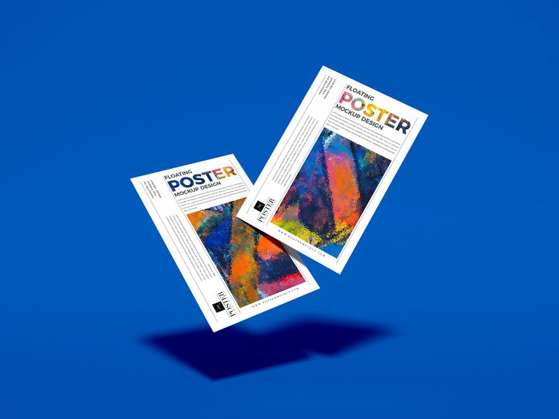 Free Floating Poster Mockup Design - Mockup Planet