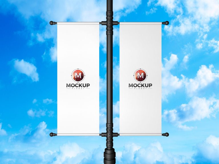 Free Lamp Post Banner Mockup Design - Mockup Planet