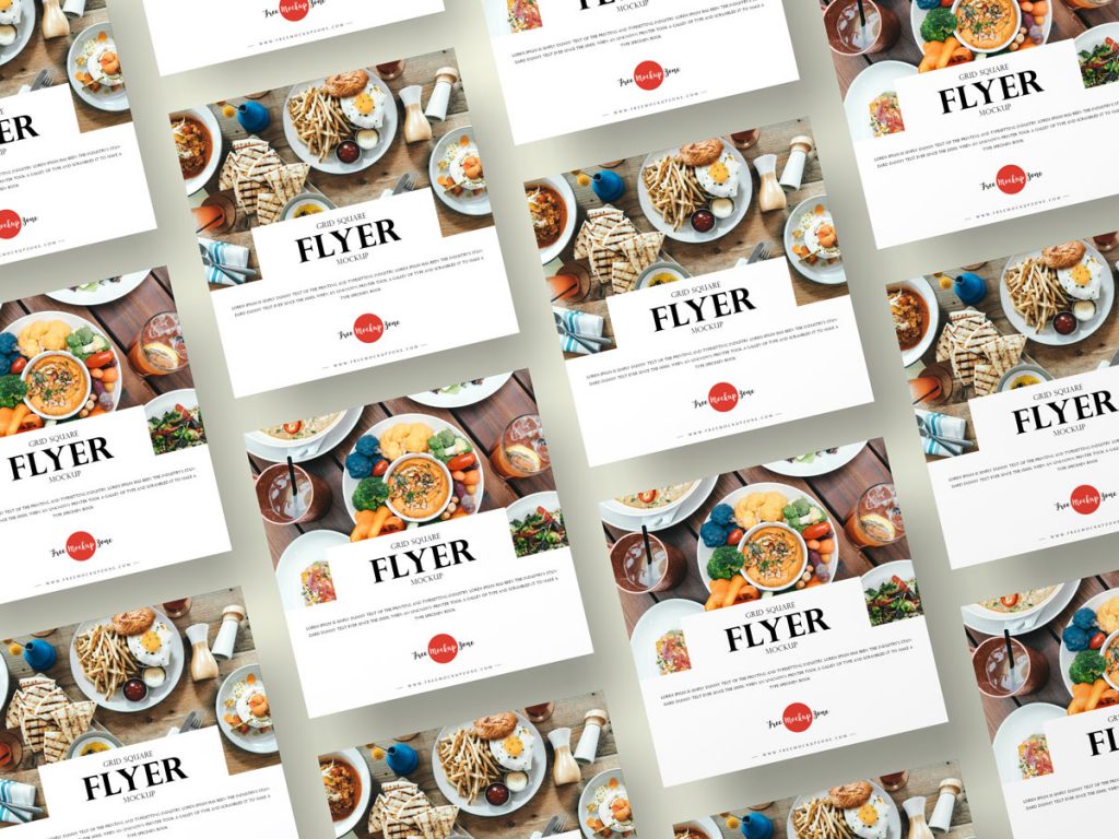 Free Grid Style Square Flyer Mockup Design - Mockup Planet