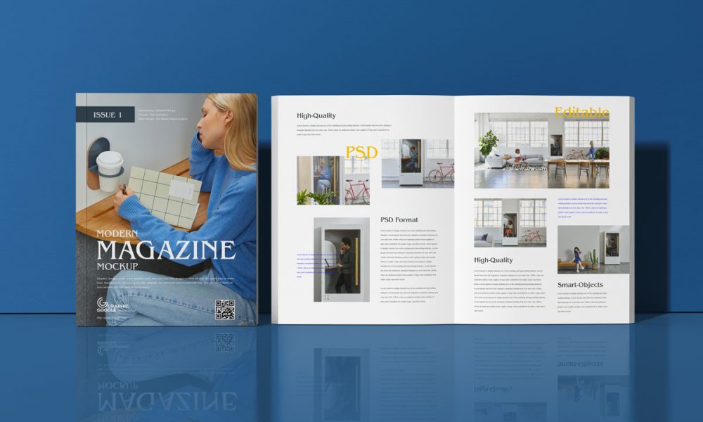 Free Branding Modern Magazine Mockup Design - Mockup Planet