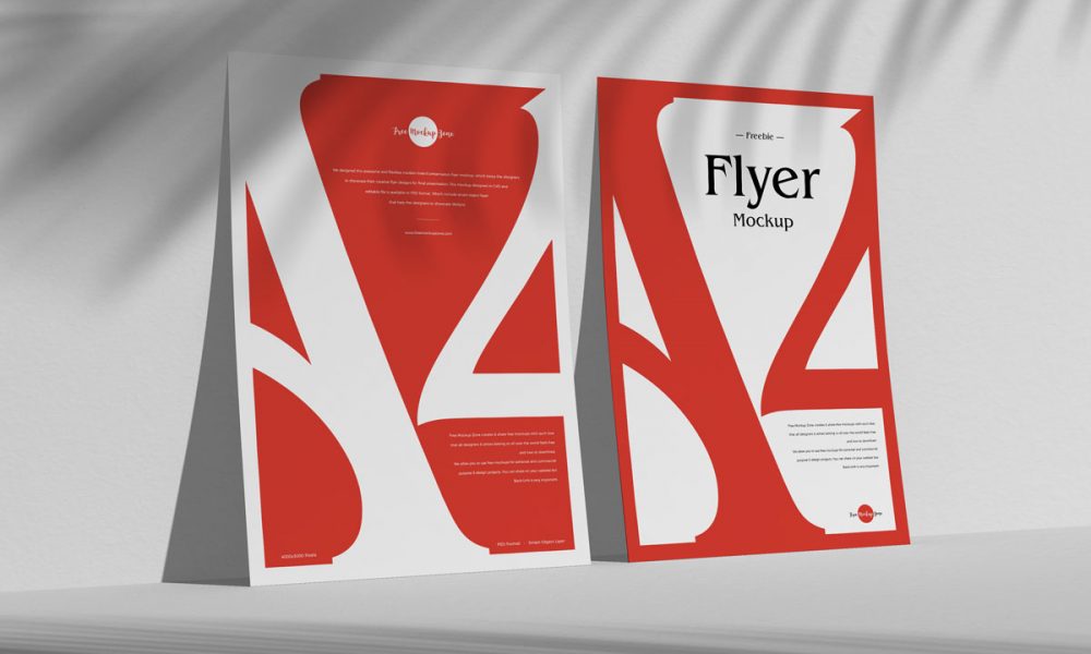 Free Standing Branding Flyer Mockup Design - Mockup Planet