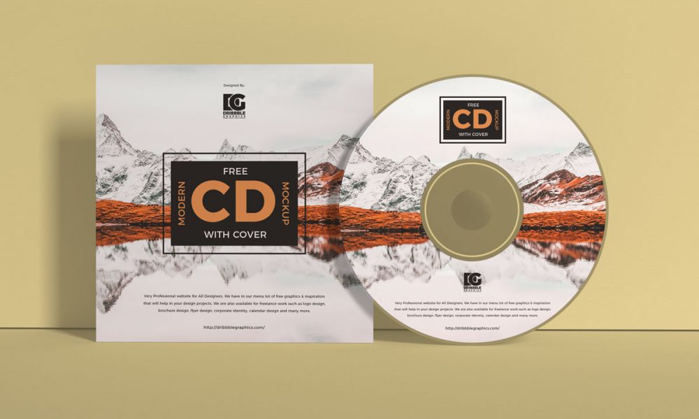 Free Brand Cover With CD Mockup Design - Mockup Planet