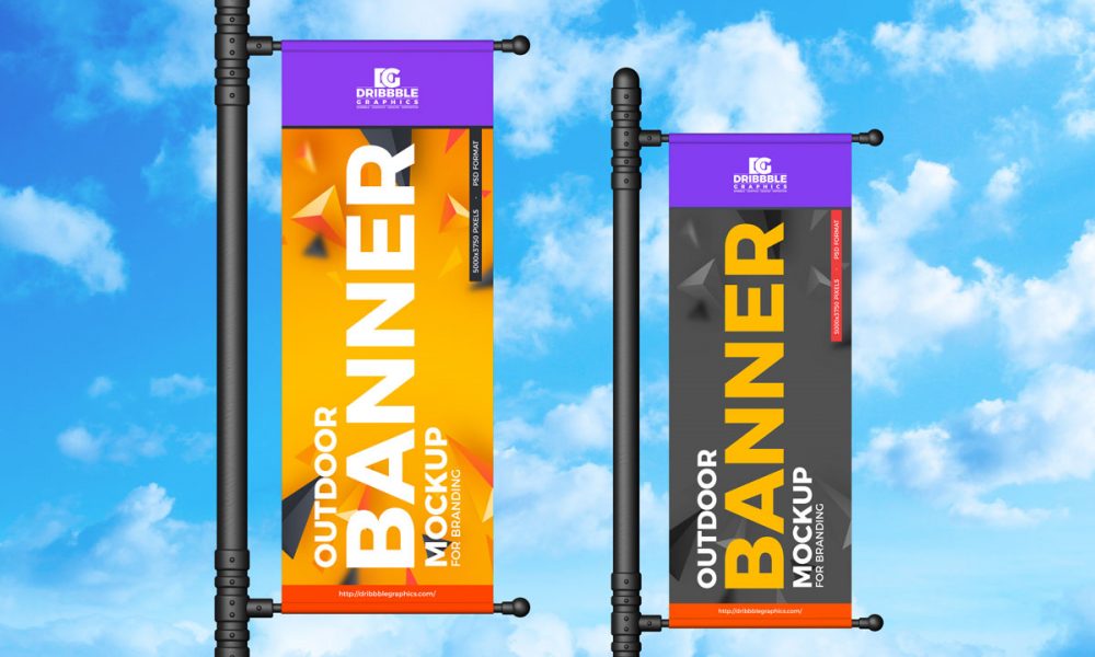 Free Outdoor Advertisement Roadside Banner Mockup Design - Mockup Planet