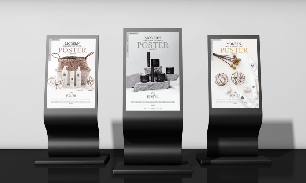 Free Exhibition Modern Stands Poster Mockup Design - Mockup Planet