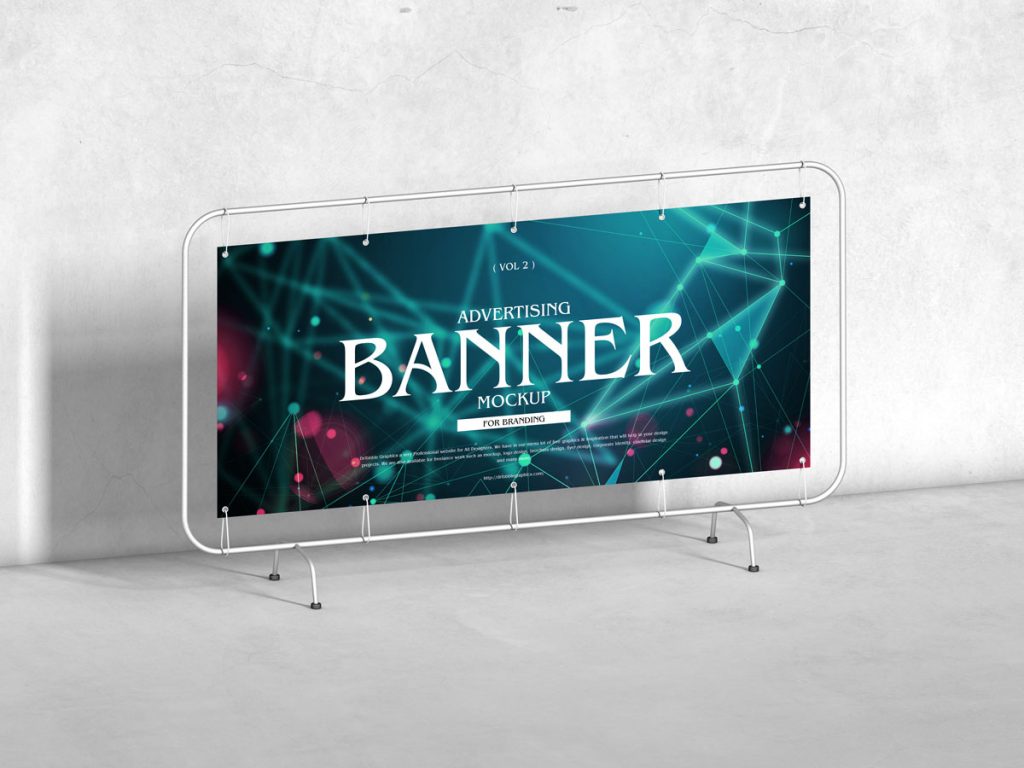 Free Floor Stand Advertising Banner Mockup Design - Mockup Planet