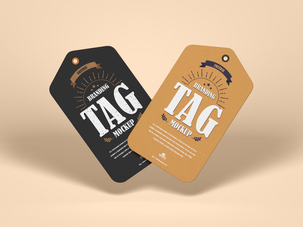 Free Floating Stylish Tags Mockup Design - Mockup Planet