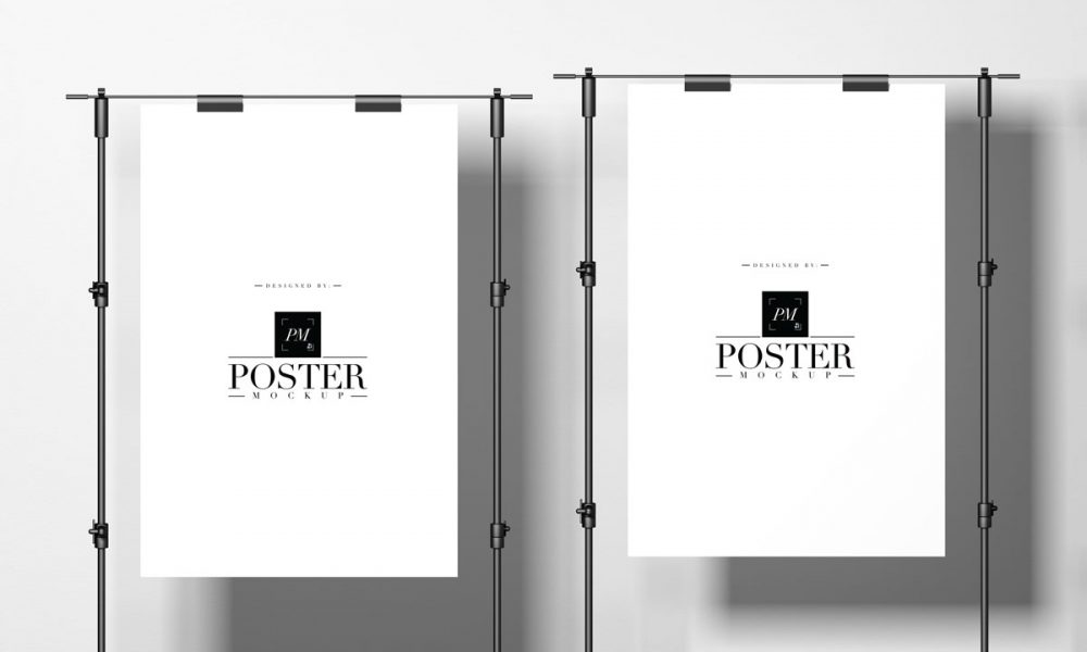 Free Elegant Advertising Clasps Poster Mockup Design - Mockup Planet
