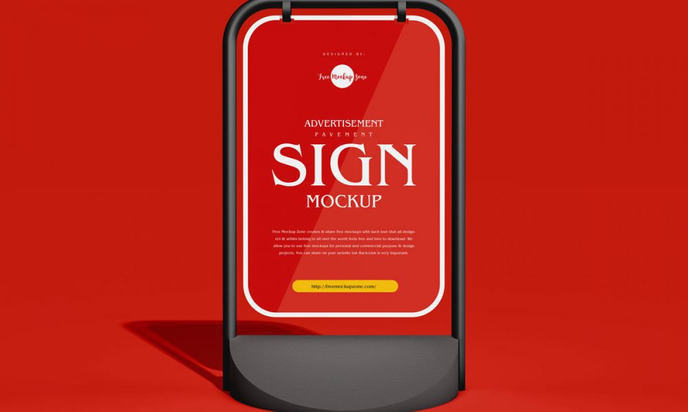 Free Advertising Stand Sign Mockup Design - Mockup Planet