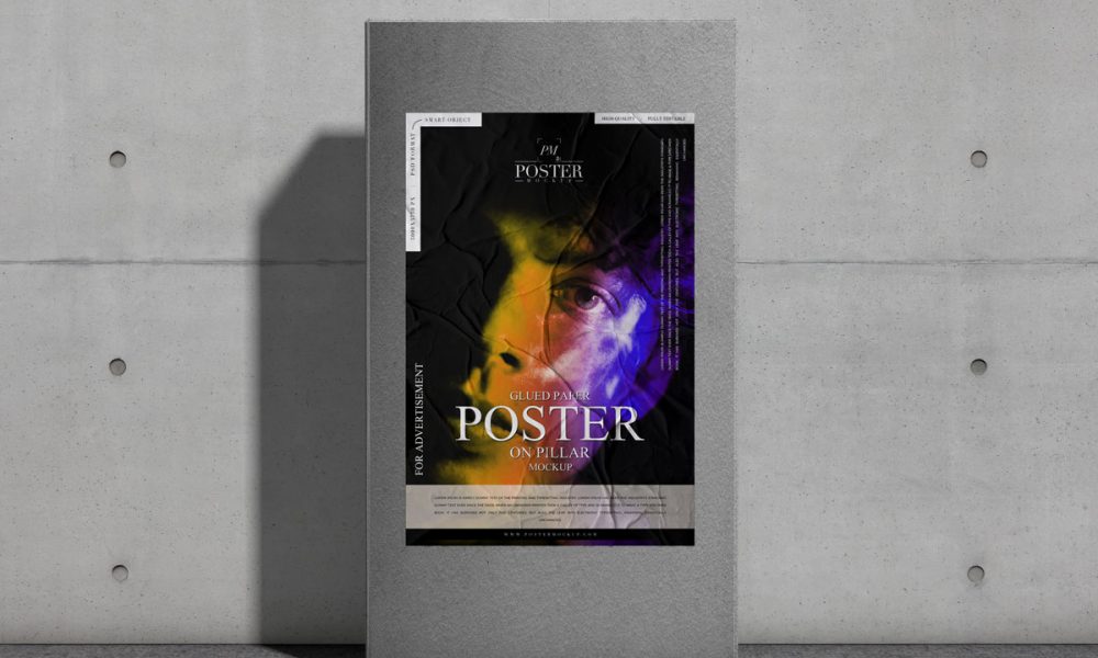 Free Concrete Pillar Advertising Poster Mockup Design - Mockup Planet