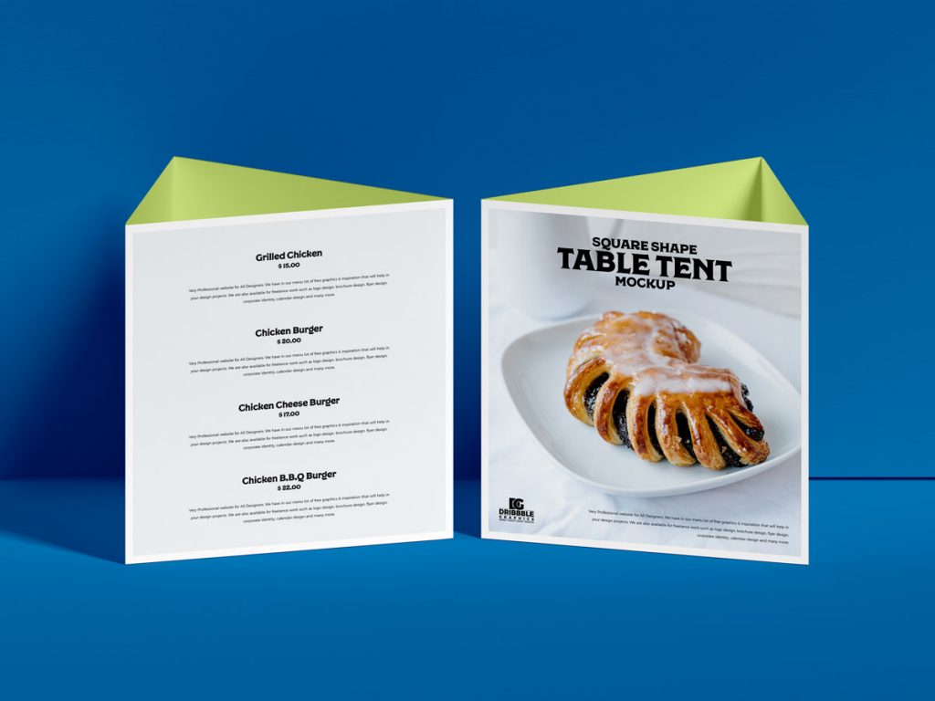 Free Modern Branding Table Tent Mockup Design - Mockup Planet