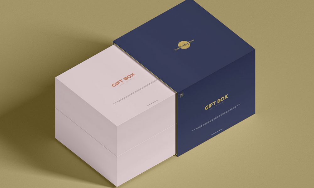 Free Sliding Gift Box Packaging Mockup Design - Mockup Planet