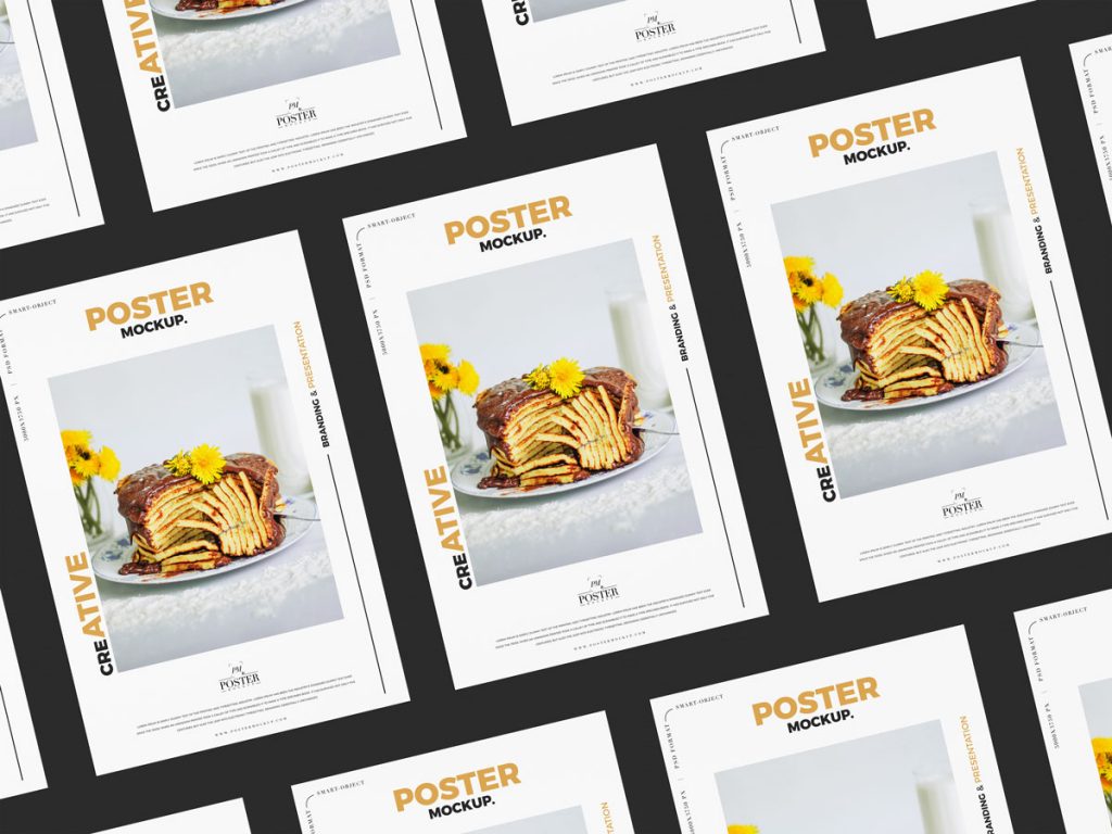 Free Top View Branding Poster Mockup Design - Mockup Planet