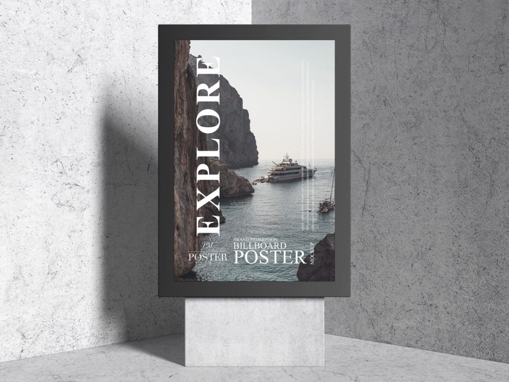 Free Front View Modern Stand Poster Mockup Design - Mockup Planet