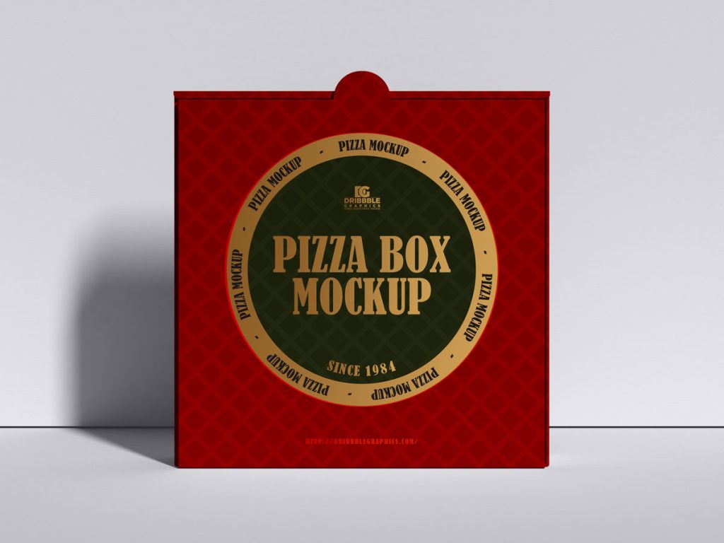 Free Front View Standing Pizza Box Mockup Design - Mockup Planet