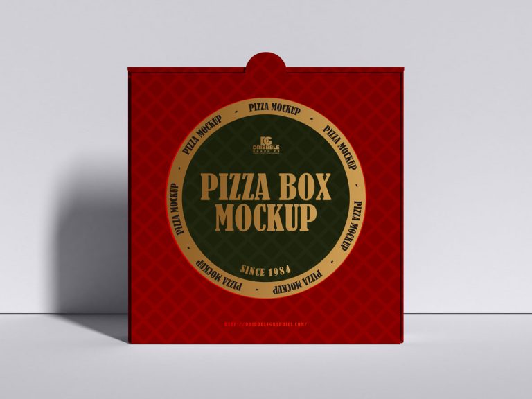 Free Front View Standing Pizza Box Mockup Design - Mockup Planet