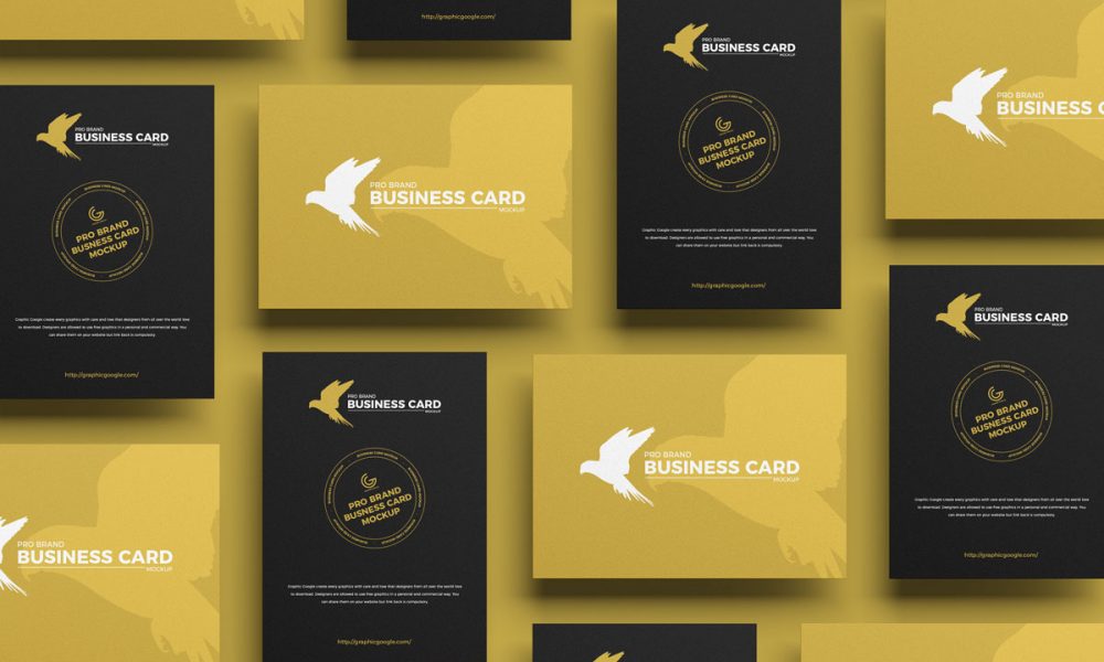 Free Modern Grid Business Card Mockup Design - Mockup Planet