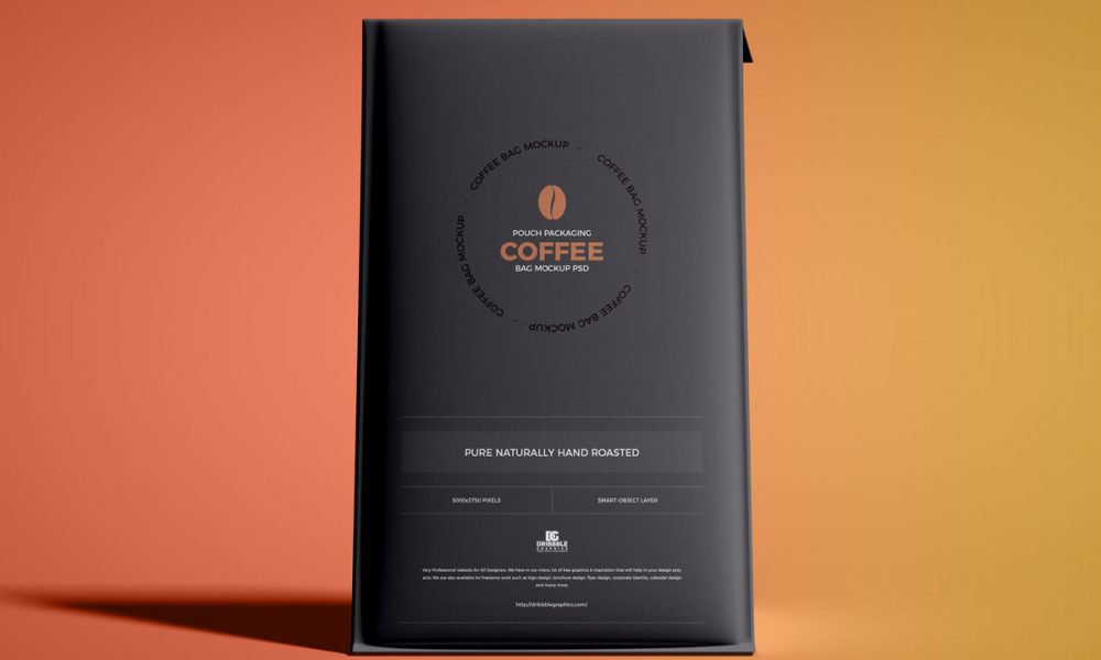 Free PSD Front View Coffee Bag Packaging Mockup Design - Mockup Planet