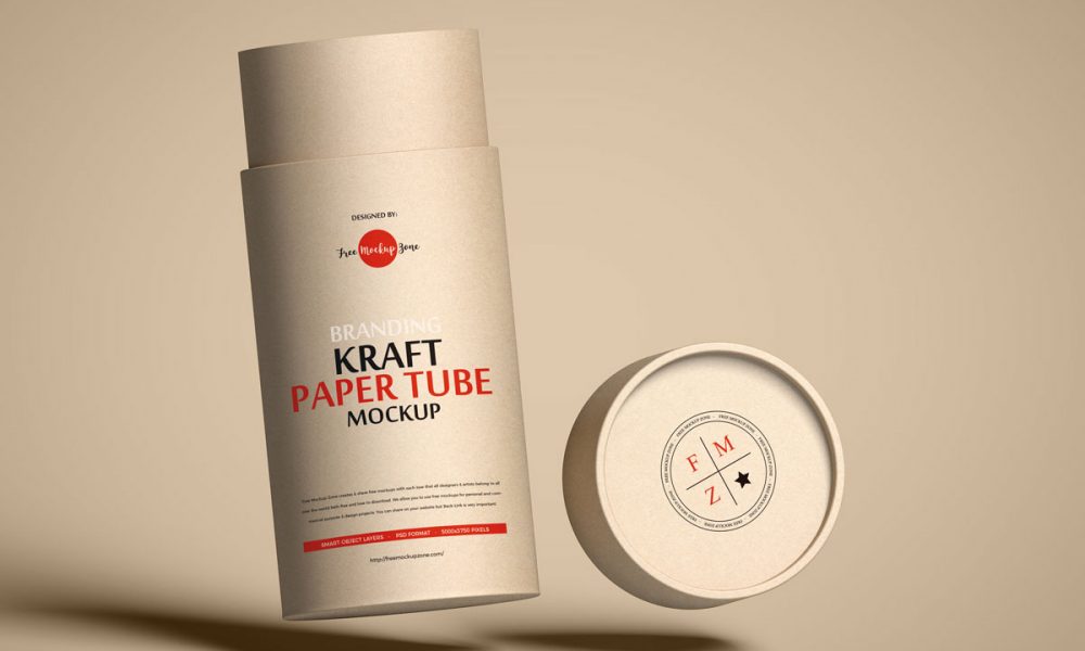 Free Floating Craft Tube Packaging Mockup Design - Mockup Planet