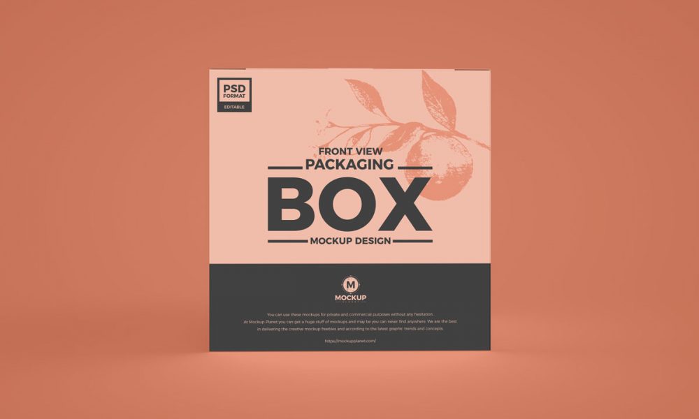 Free Front View Box Packaging Mockup Design - Mockup Planet