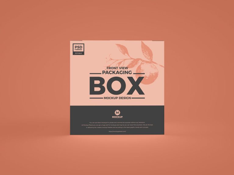 Free Front View Box Packaging Mockup Design - Mockup Planet