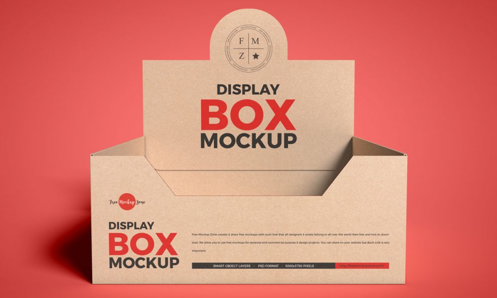 Free Front View Craft Display Box Mockup Design - Mockup Planet