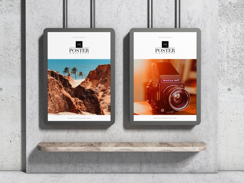 Free Front View Advertising A3 Poster Mockup Design - Mockup Planet