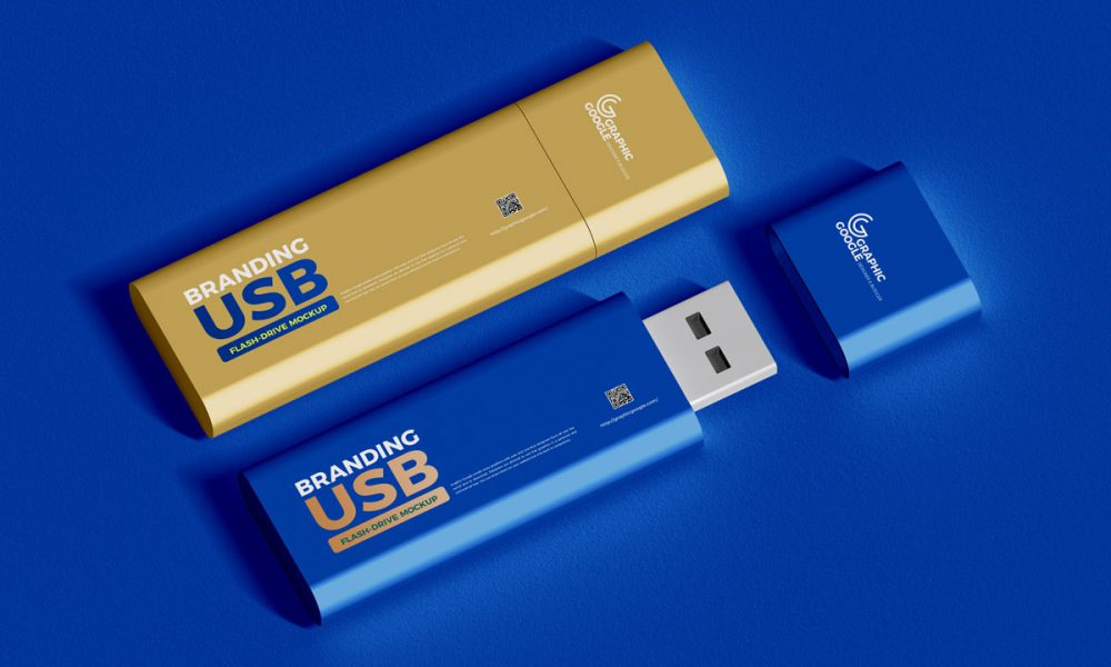 Free Modern USB Flash Drive Mockup Design - Mockup Planet
