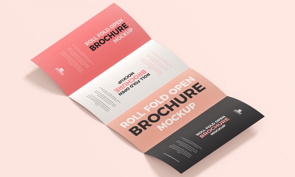 Free Elegant Roll Fold Brochure Mockup Design - Mockup Planet
