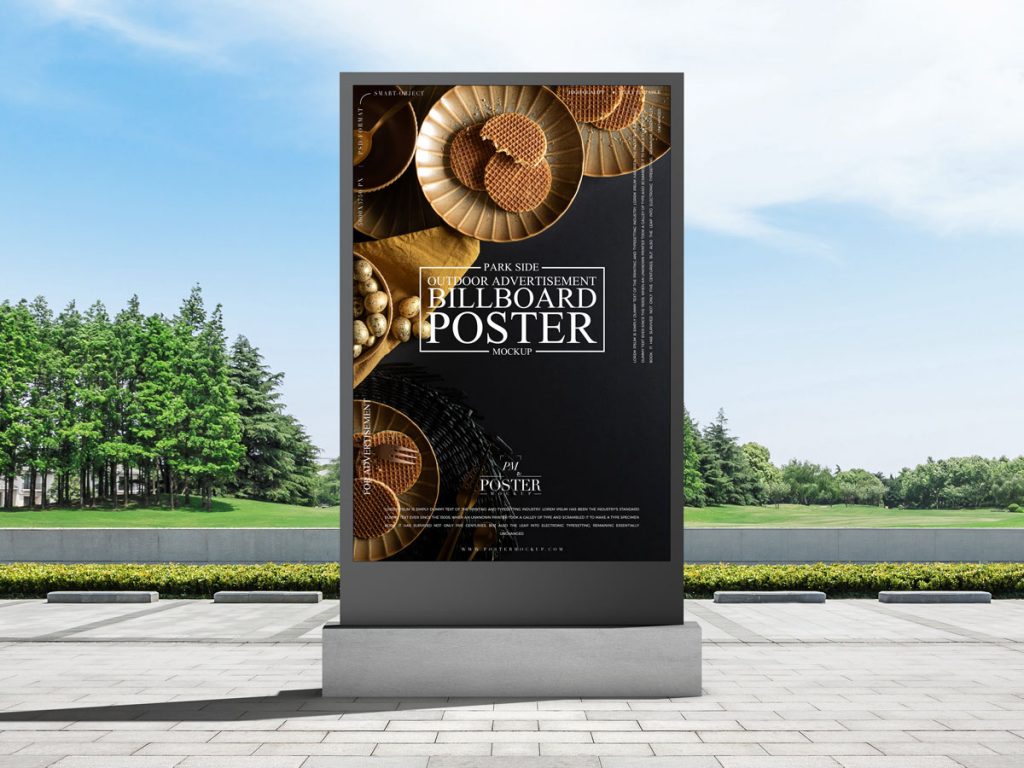 Free Front View Park Side Advertisement Poster Mockup Design - Mockup ...