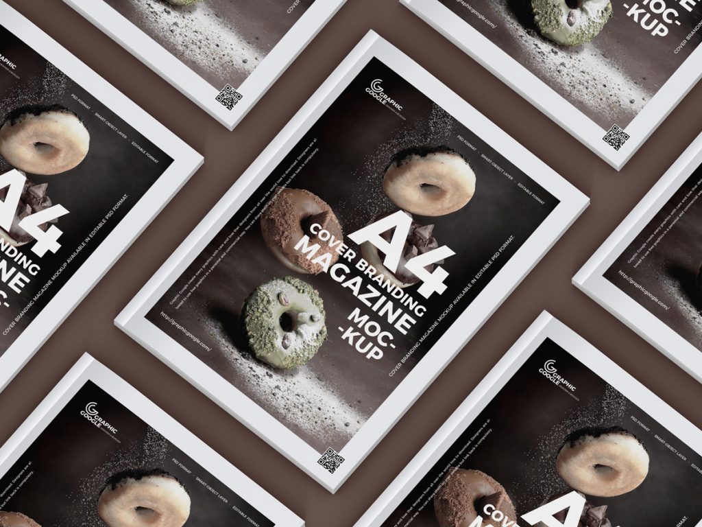 Free Grid Cover Presentation Magazine Mockup Design - Mockup Planet