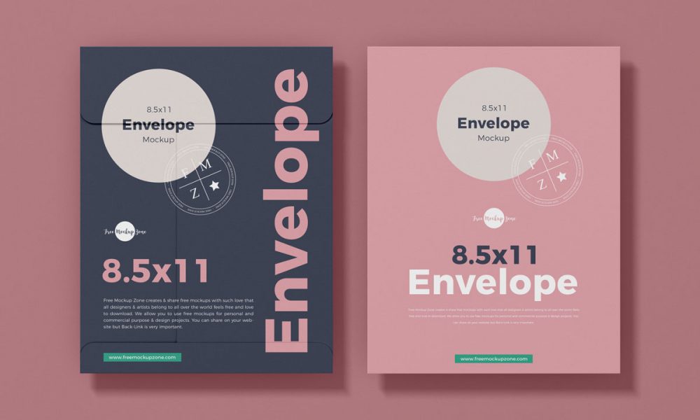 Free Top View Letter Size Envelope Stationery Mockup Design - Mockup Planet