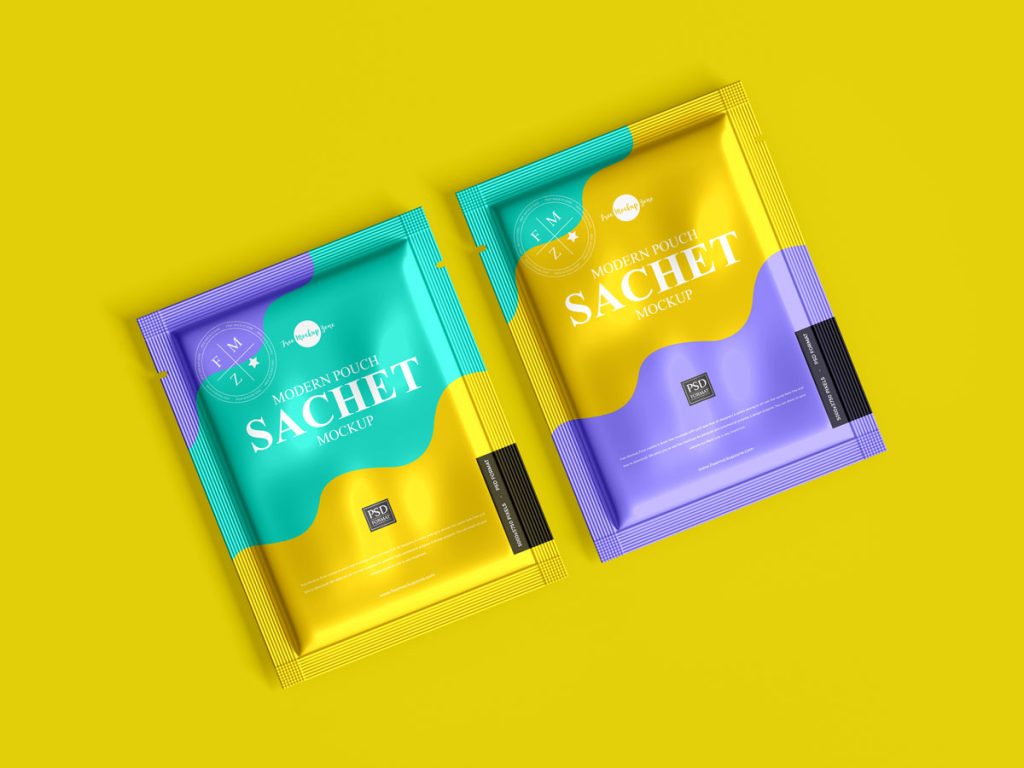 Free Twins Sachet Packaging Mockup Design - Mockup Planet