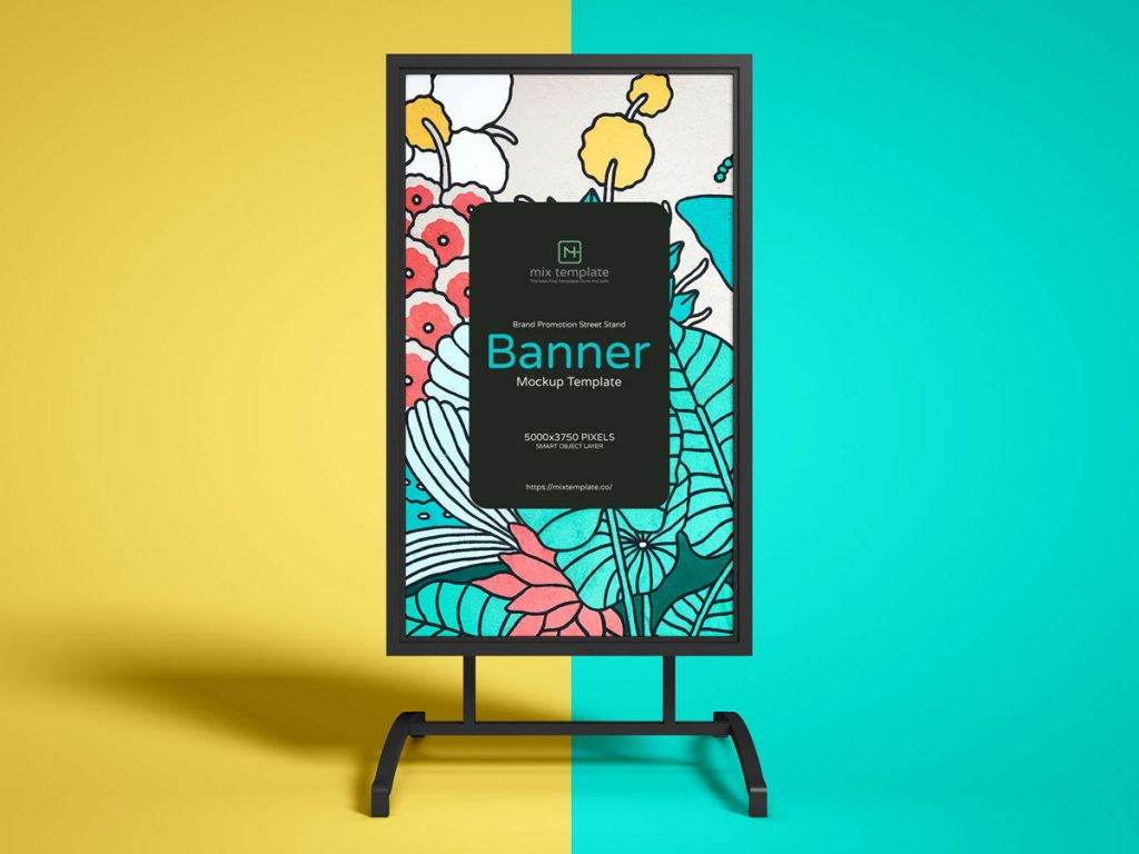Free Modern Street Stand Banner Mockup Design - Mockup Planet