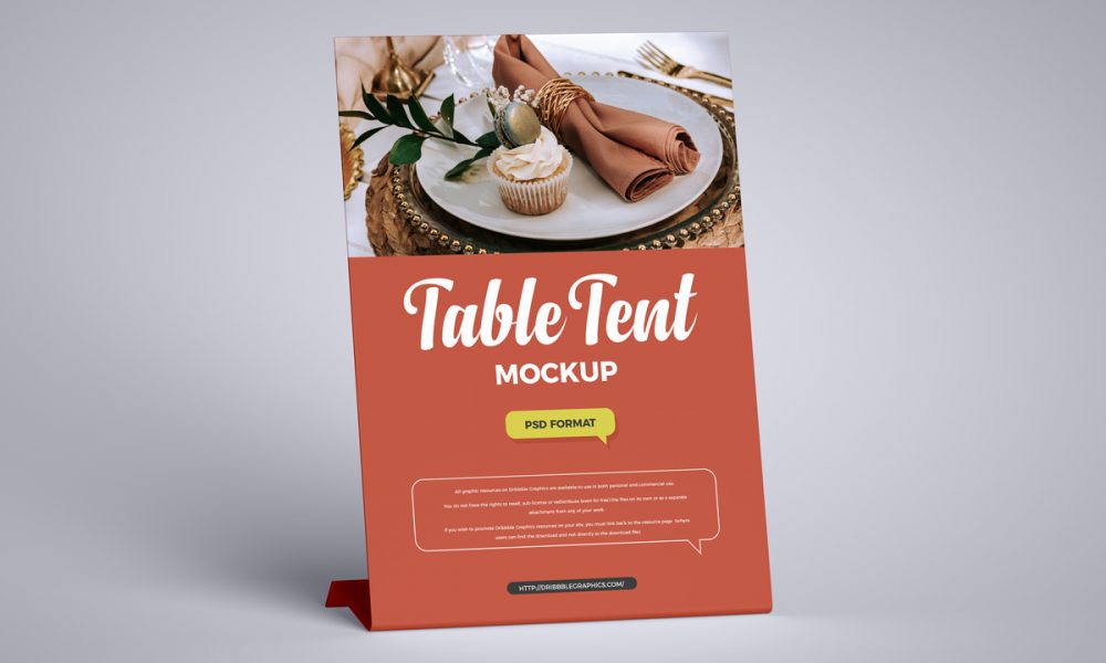 Free Fabulous Restaurant Table Tent Mockup Design - Mockup Planet