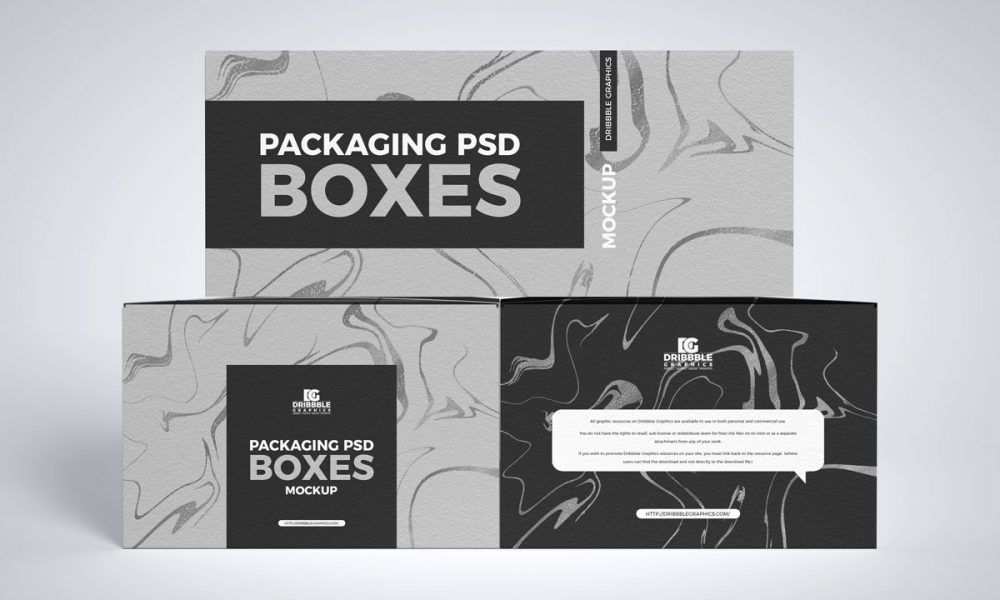 Free Front View Branding Boxes Packaging Mockup Design - Mockup Planet