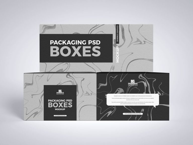 Free Front View Branding Boxes Packaging Mockup Design - Mockup Planet