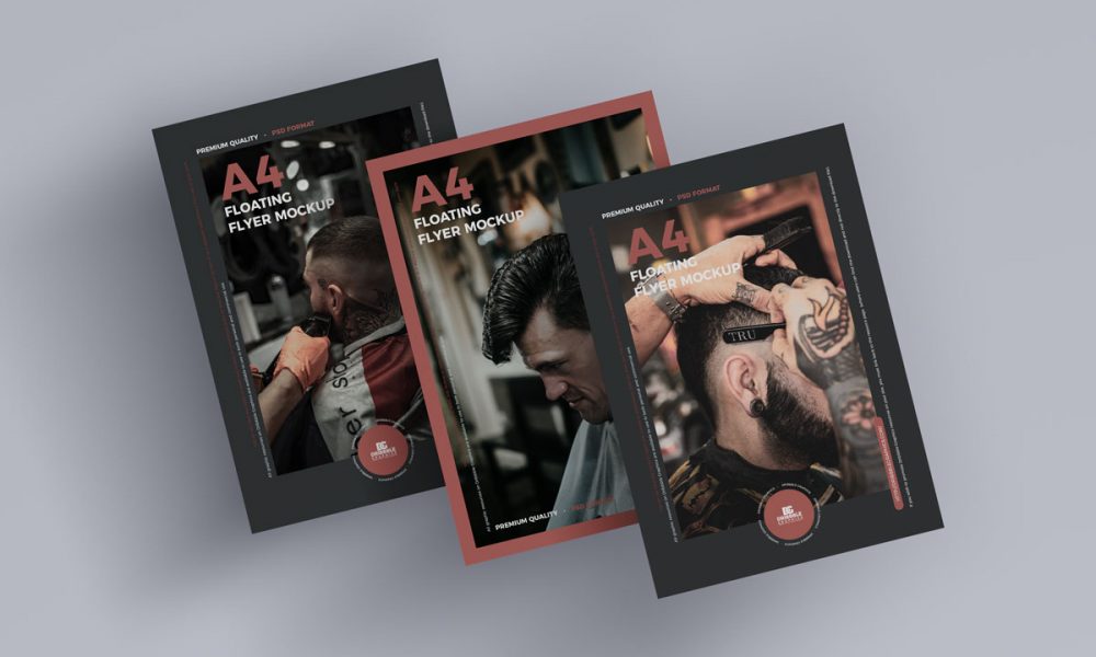 Free Modern Flying Flyer Mockup Design - Mockup Planet