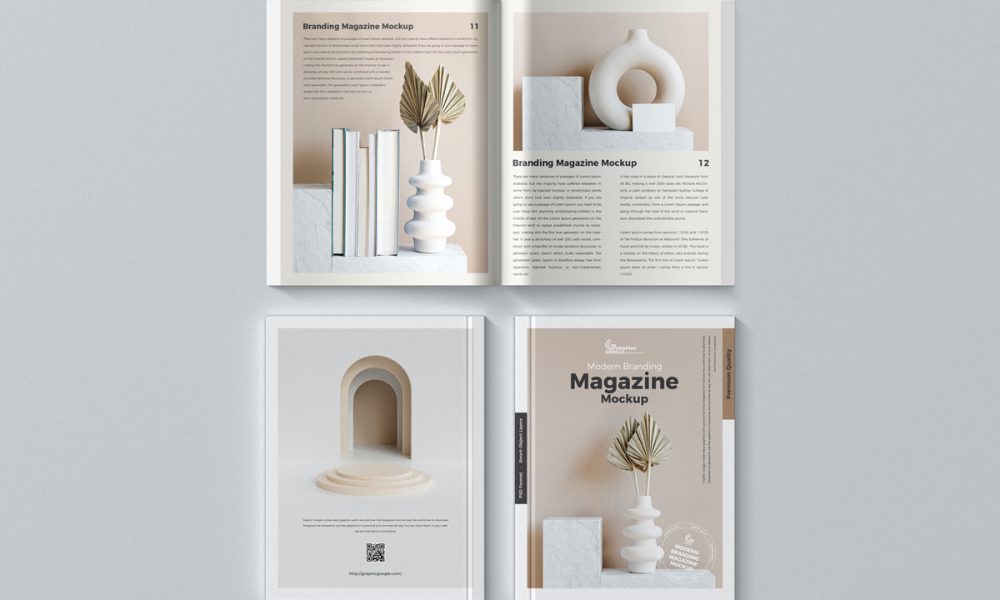 Free Front View Standing Magazine Mockup Design - Mockup Planet