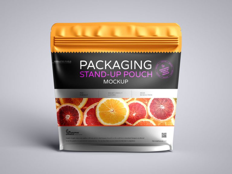 Free Front View Product Pouch Packaging Mockup Design - Mockup Planet