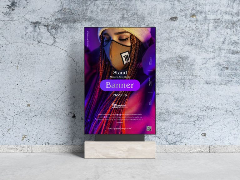 Free Front View Branding Signboard Banner Mockup Design - Mockup Planet