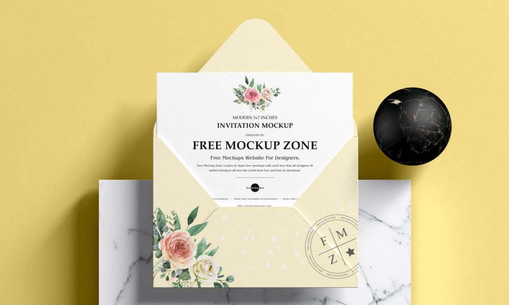 Free Premium Top View Invitation Mockup Design - Mockup Planet