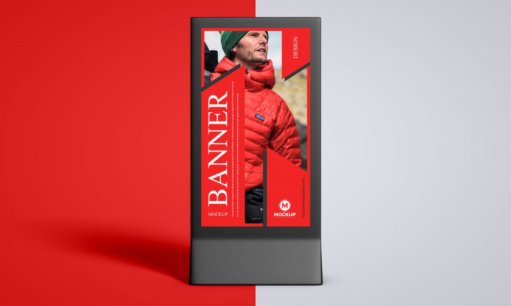 Free Premium Advertising Stand Banner Mockup Design - Mockup Planet