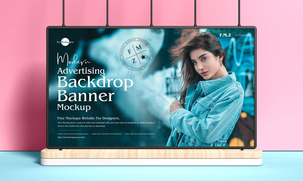 Free Brand Advertisement Backdrop Banner Mockup Design - Mockup Planet